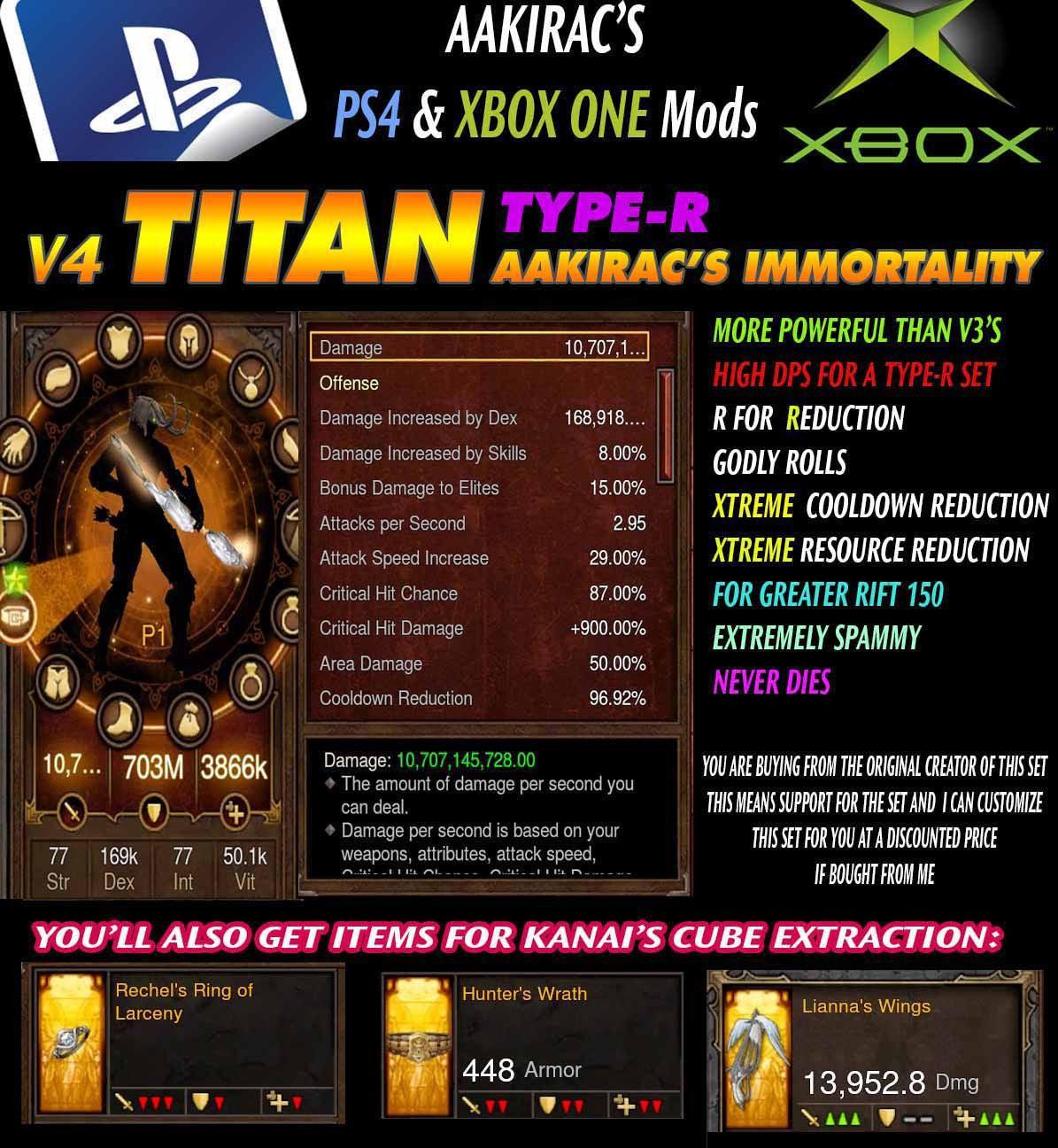 [Created 12/5/16] Diablo 3 Immortal v4 Titan Type-R Shadow Mantle/Unha ...