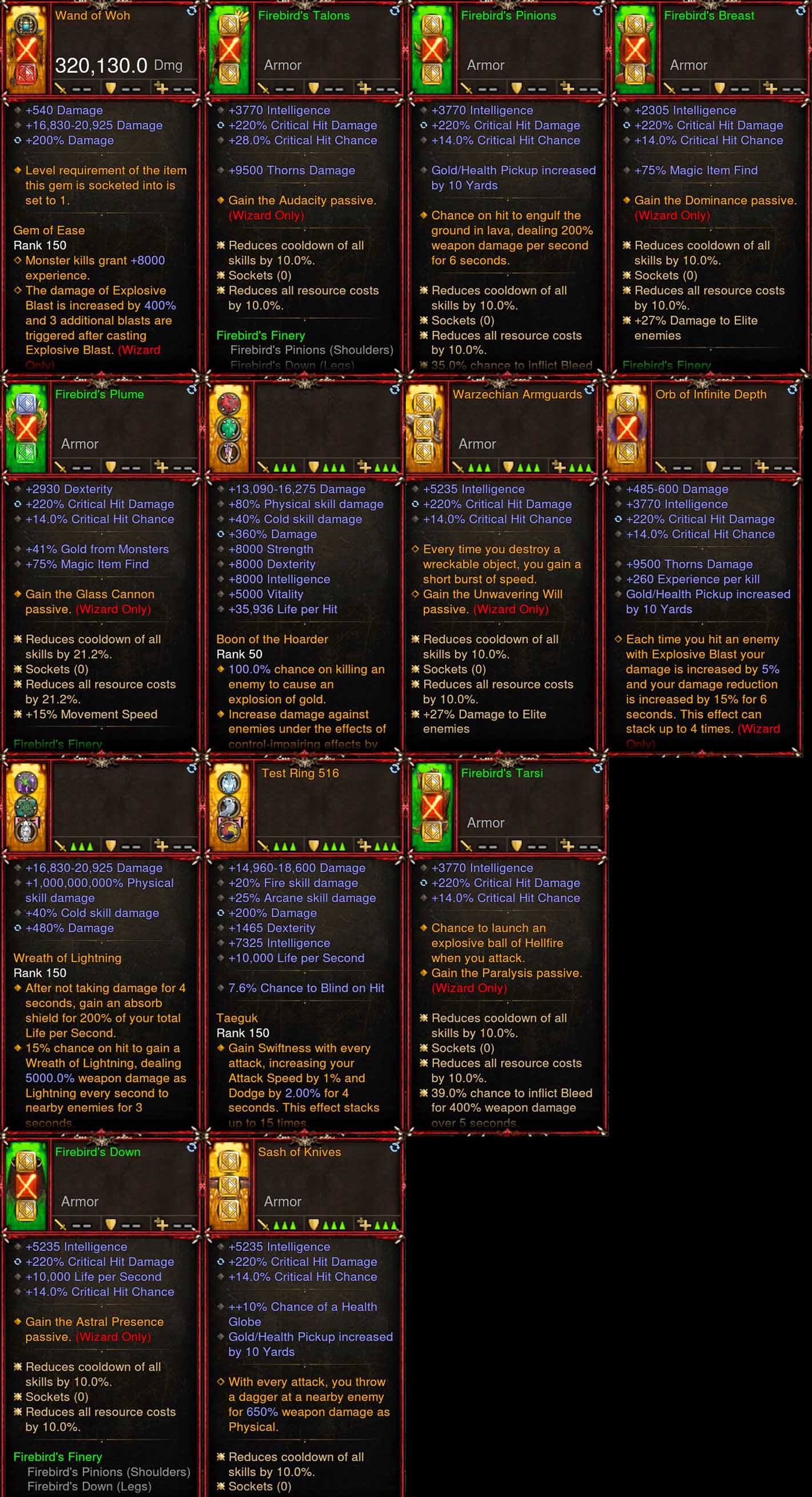 [Primal Ancient] 1-70 BobbaPearl's v2 Firebirds Wizard Set for 150 Rif ...
