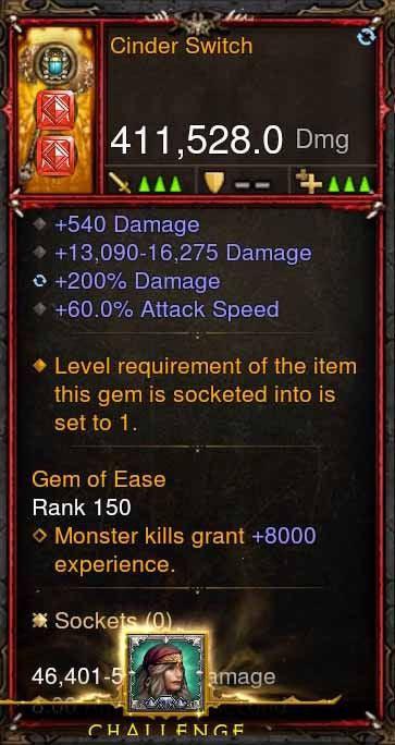 [Primal Ancient] 411k DPS Cinder Switch – Seasonal & Non-Seasonal Diablo 3 Mods
