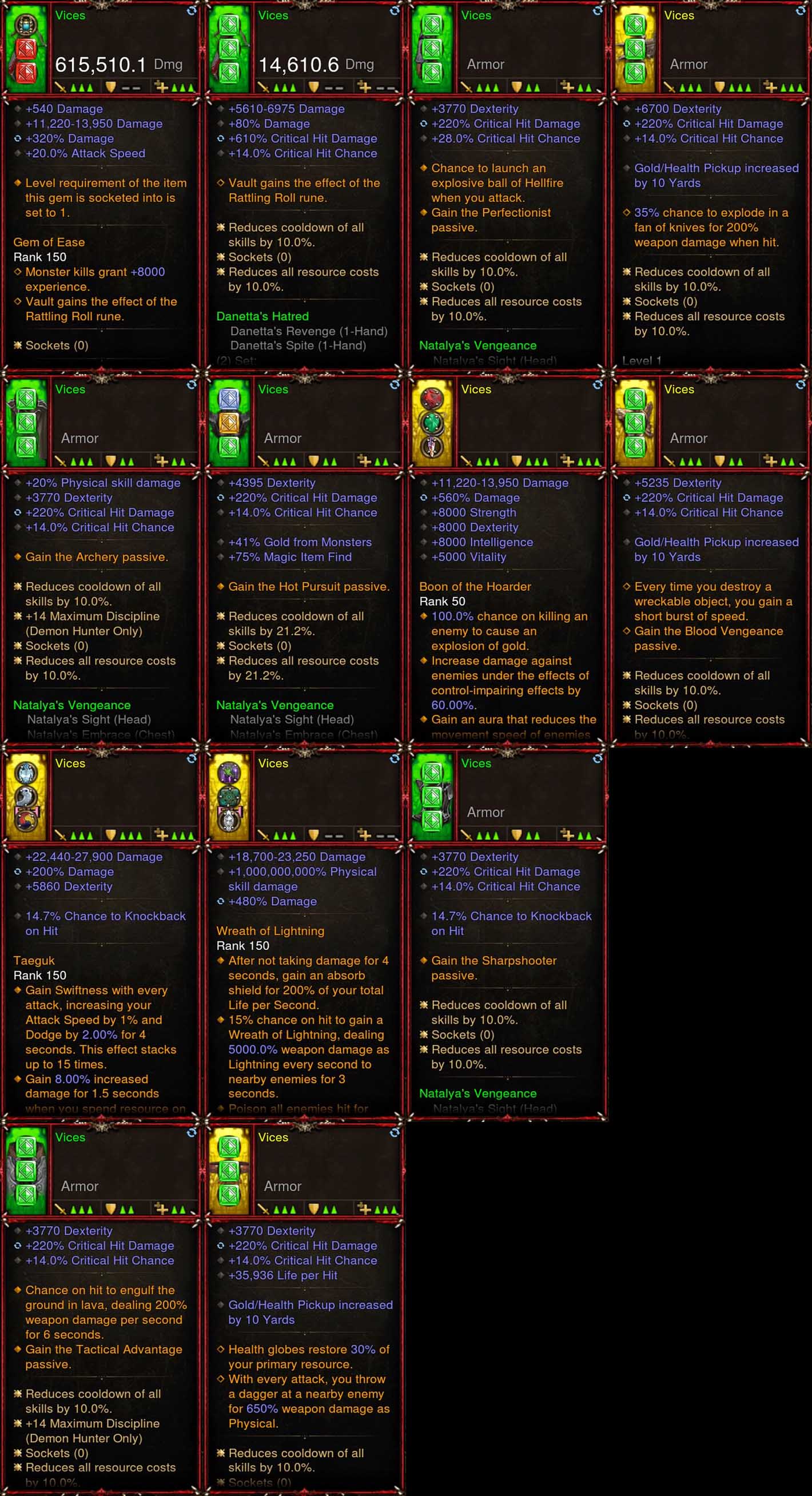 [Primal Ancient] 1-70 Natalya's Demon Hunter Set Vices for gRift 150 ...